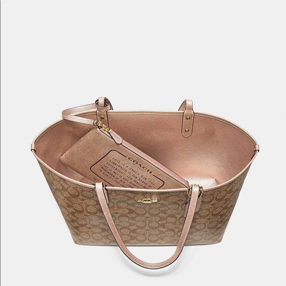 Coach | Bags | Coach Nwt Reversible Signaturerose Gold Tote Bag | Poshmark